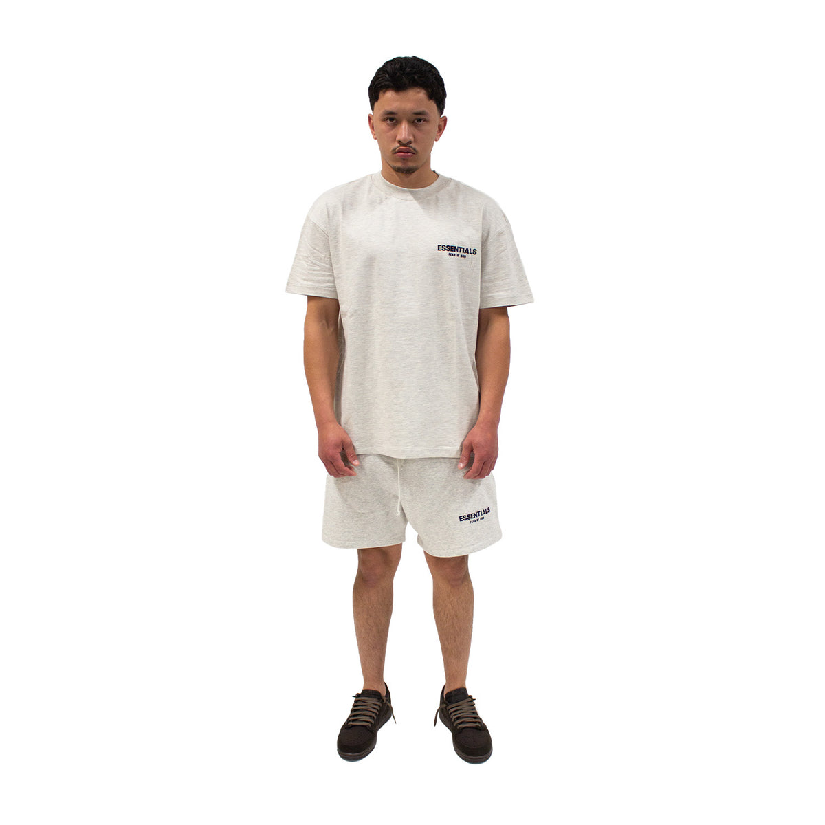 Fear of God Essentials Light Oatmeal Summer Set – sneakrflow
